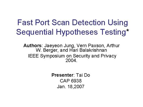 Fast Port Scan Detection Using Sequential Hypotheses Testing