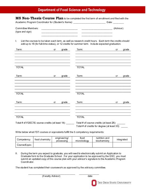 Fillable Online Fst Osu Master Of Science With Thesis Option In Food Science And Fax Email