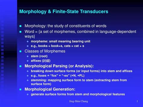 PPT Morphology Finite State Transducers PowerPoint Presentation ID