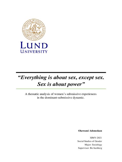Fillable Online Everything Is About Sex Except Sex Sex Is About Power Fax Email Print PdfFiller