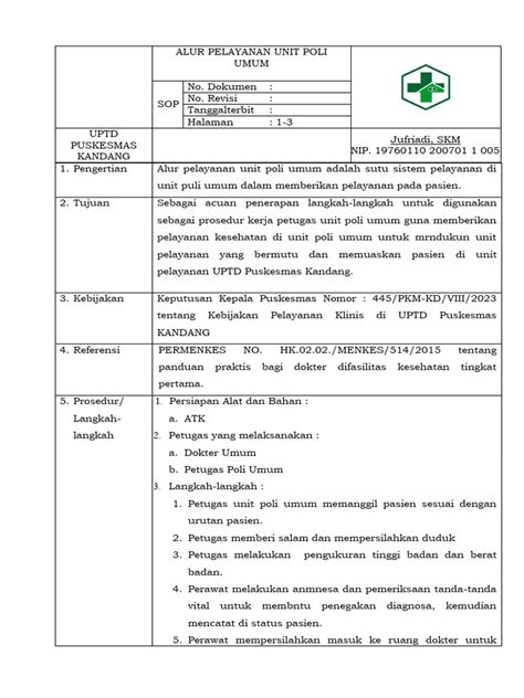 Sop Pelayan Poli Umum Pdf