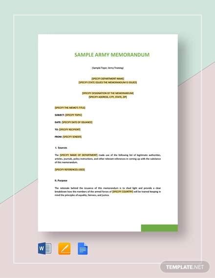 FREE Army Memo Samples In PDF MS Word Google Docs
