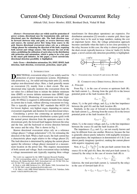 Pdf Current Only Directional Overcurrent Relay