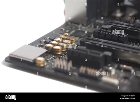 Connector For The Operating Memory On Motherboard Computer PC Isolated On A White Background