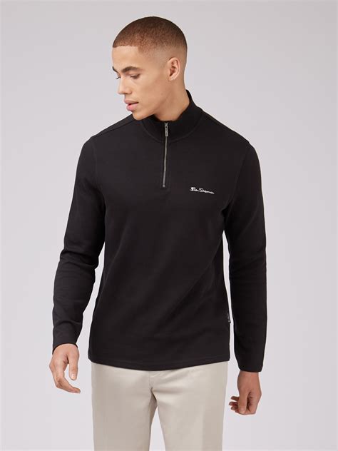 Funnel Neck Zip Through Sweatshirt Black