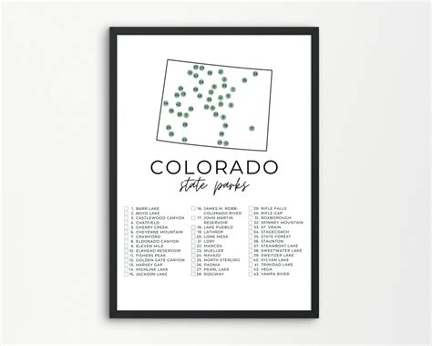 Colorado State Park Map Printable State Park Checklist State Parks