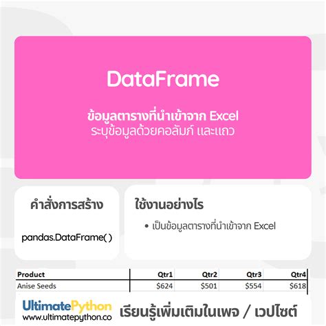 Ultimate Python Dataframe ข้อมูลตาราง เป็นชุดข้อมูลที่สร้างขึ้นด้วย Library หรือชุดคำสั่งที่
