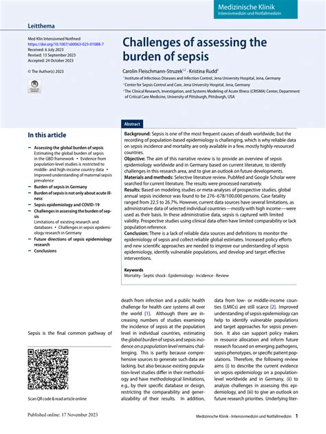 Pdf Challenges Of Assessing The Burden Of Sepsis