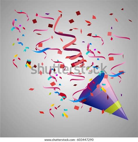 Exploding Colorful Confetti Popper On Glowing Stock Vector Royalty Free 603447290 Shutterstock