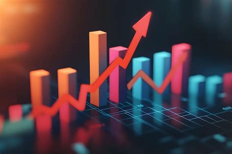 Colorful 3d Bar Graph With Red Arrow Pointing Upwards Premium Ai Generated Image