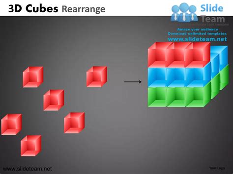 D Cubes Building Blocks Stacked Rearrange Powerpoint Ppt Templates PPT