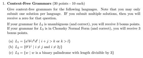 Solved Context Free Grammars Points Each Give Chegg
