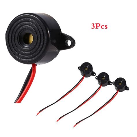 3 Pcs 3 24v Piezo Electronic Tone Buzzer Alarm Continuous Sound Cable 100mm Wish
