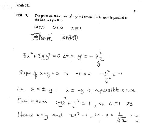 Math 151 Mid Term 1 Exam Solutions Summer 1999