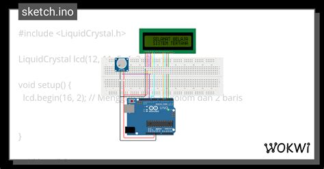 Acara 7 LiquidCrystal 2 Teks Wokwi ESP32 STM32 Arduino Simulator