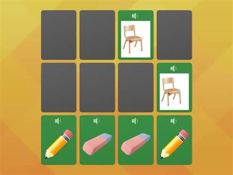 Memory Classroom Objects Matching Pairs
