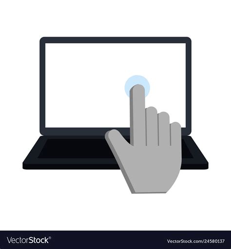 Cursor Touching Laptop Screen Royalty Free Vector Image