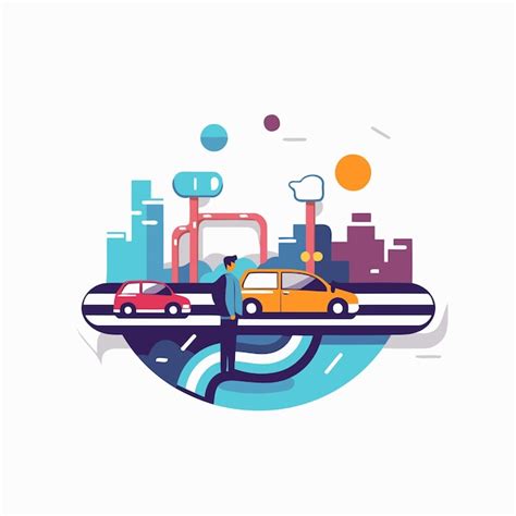 Premium Vector City Traffic Vector Illustration Flat Design Modern Colorful Concept For Web