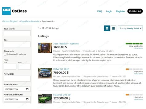 Price Comparison Classifieds Plugin Design And Appearance Osclass