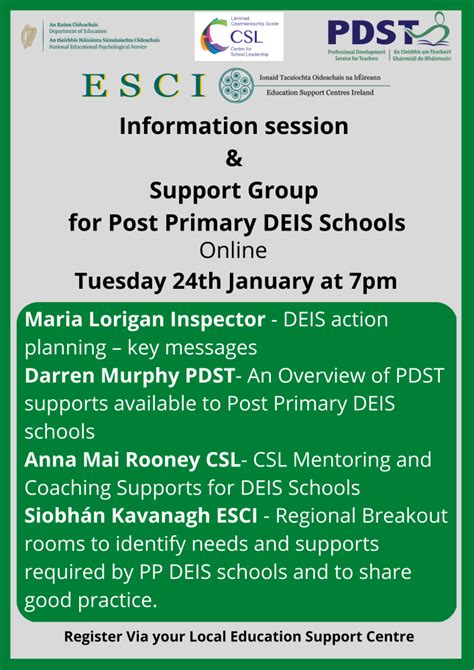 Deis Post Primary Information Session And Support Group Post Primary Welcome To Wexford