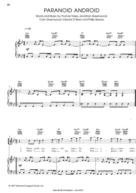 Paranoid Android Sheet Music Piano Score Free Pdf Download Hk Pop Piano Academy