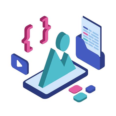 Bracket Symbols Gears A Website Display And A Play Button This Possibly Illustrates A Coding