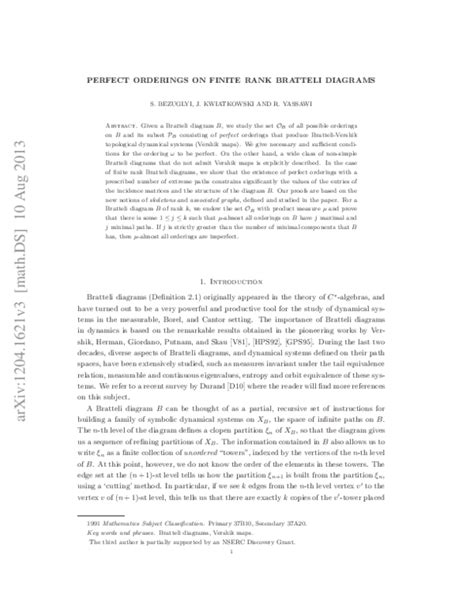 Pdf Perfect Orderings On Finite Rank Bratteli Diagrams