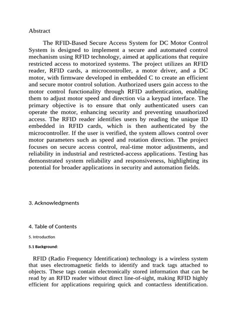 v1 report rfid based secure access control for dc motor operation pdf radio frequency