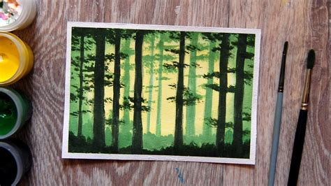 Как нарисовать лес гуашью Youtube
