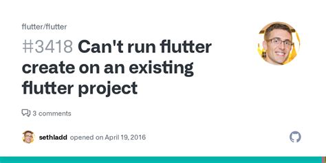 Cant Run Flutter Create On An Existing Flutter Project · Issue 3418