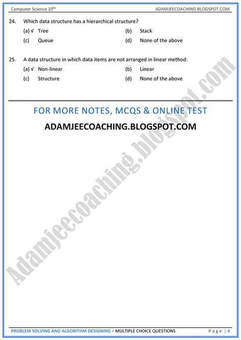 Adamjee Coaching Problem Solving And Algorithm Designing Mcqs
