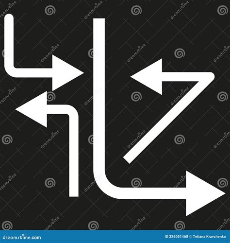 Directional Arrow Symbols White Arrows On Black Vector Navigation Icon Abstract Path Guidance