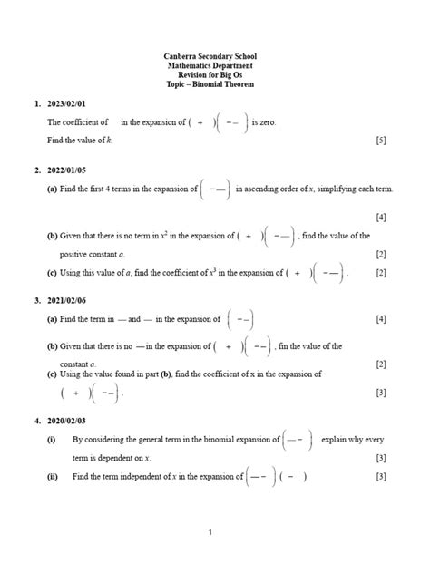 Topic 2 Binomial Theorem Pdf