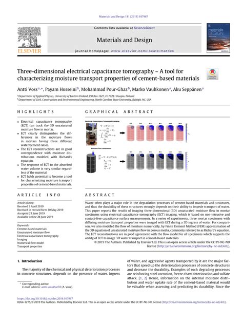 Pdf Three Dimensional Electrical Capacitance Tomography A Tool For Characterizing Moisture