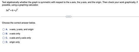 Solved Test Algebraically Whether The Graph Is Symmetric Chegg