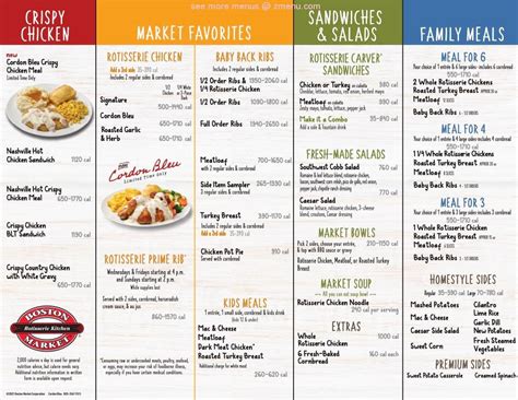 Menu At Boston Market Restaurant Waukegan