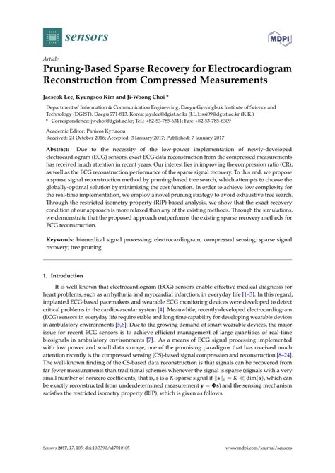 Pdf Pruning Based Sparse Recovery For Electrocardiogram Reconstruction From Compressed