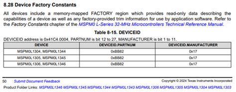 LP MSPM L Identifying A Unique ID For Each Part Arm Based Microcontrollers Forum Arm