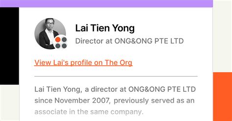 Lai Tien Yong Director At Ongandong Pte Ltd The Org