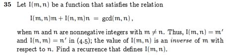 Solved Let I M N Be A Function That Satisfies The Relation Chegg Com