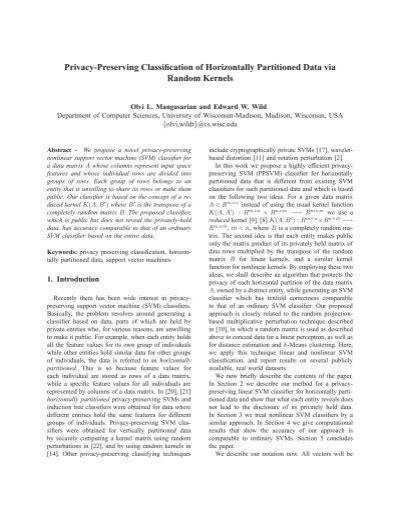 Privacy Preserving Classification Of Horizontally Partitioned Data Via