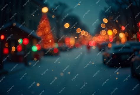 흐릿한 크리스마스 조명 배경 Ai 생성 이미지