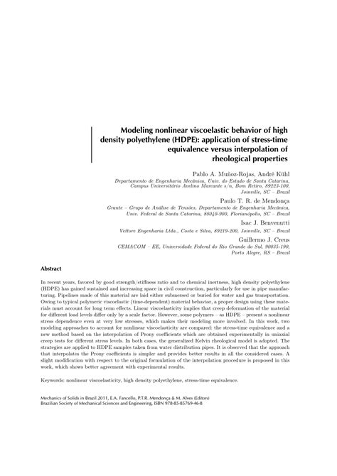 Pdf Modeling Nonlinear Viscoelastic Behavior Of High Density