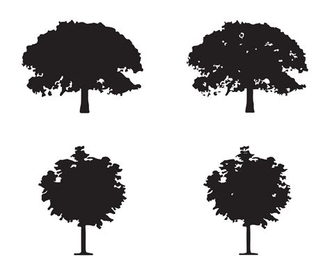 Tree Silhouette Vector Isolated Forest Trees Silhouettes In Black On