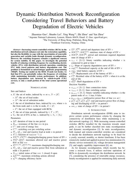 Pdf Dynamic Distribution Network Reconfiguration Considering Travel Behaviors And Battery