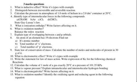 3 Marks Questions1 What Is Inductive Effect Write Its Types With Exam
