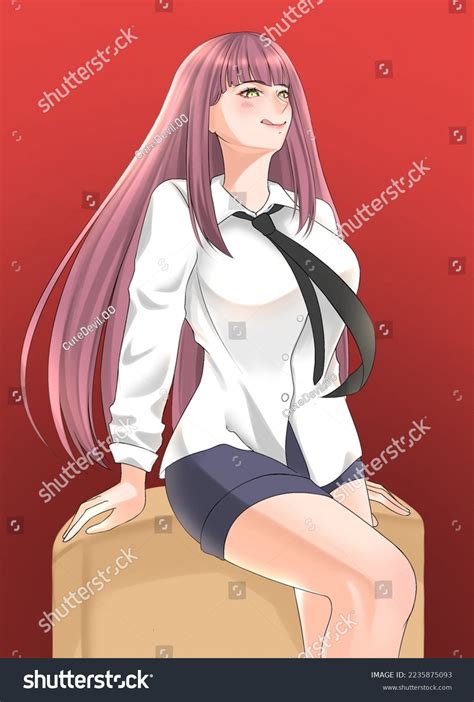Anime Girl School Hot Sit Down Stock Illustration 2235875093 Shutterstock