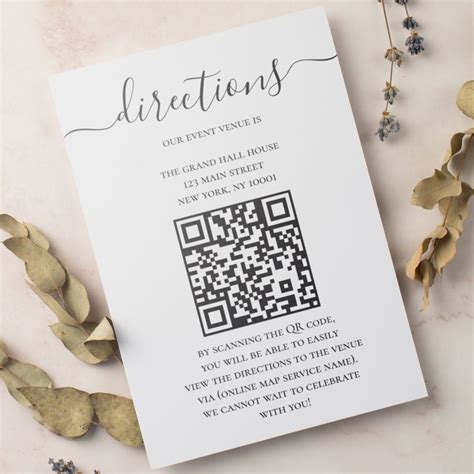 Modern Directions Digital Maps With QR Code Enclosure Card Zazzle Wedding Directions Map