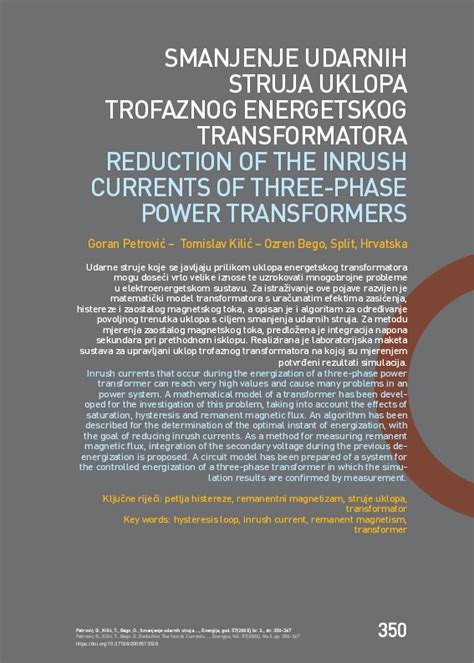 Pdf Reduction Of The Inrush Currents Of Three Phase Power Transformers