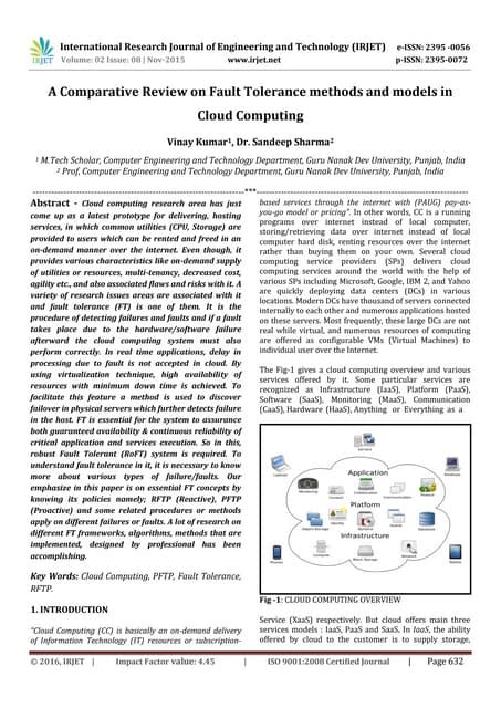 A Comparative Review On Fault Tolerance Methods And Models In Cloud Computing Pdf